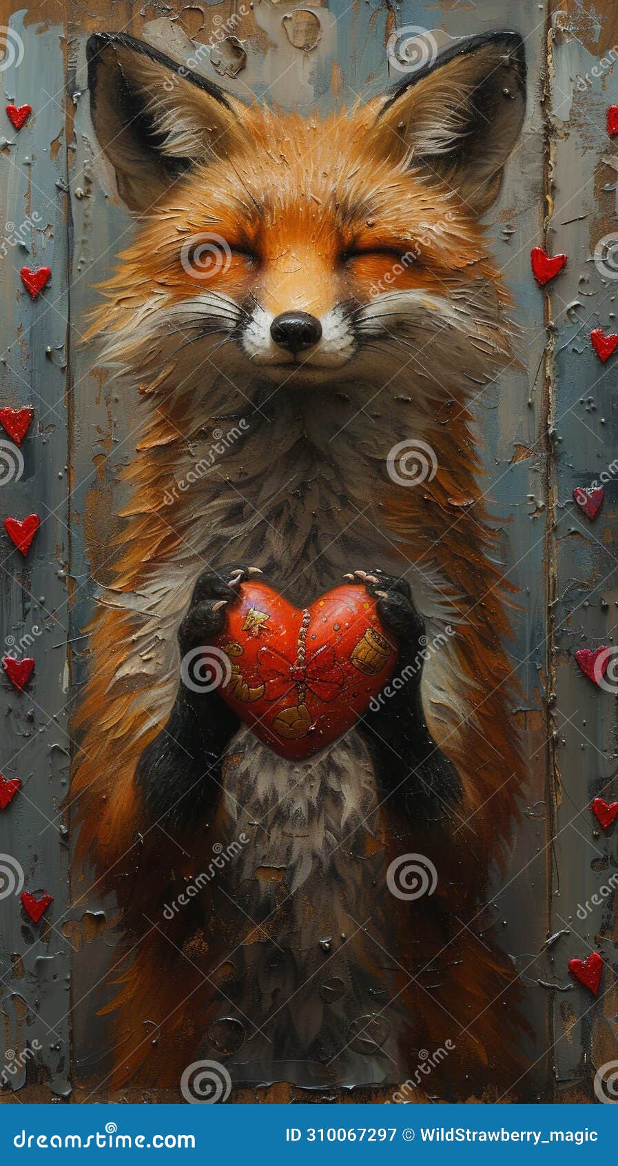 Illustration of a Fox with a Heart, Surrounded by Colorful Art., AI ...