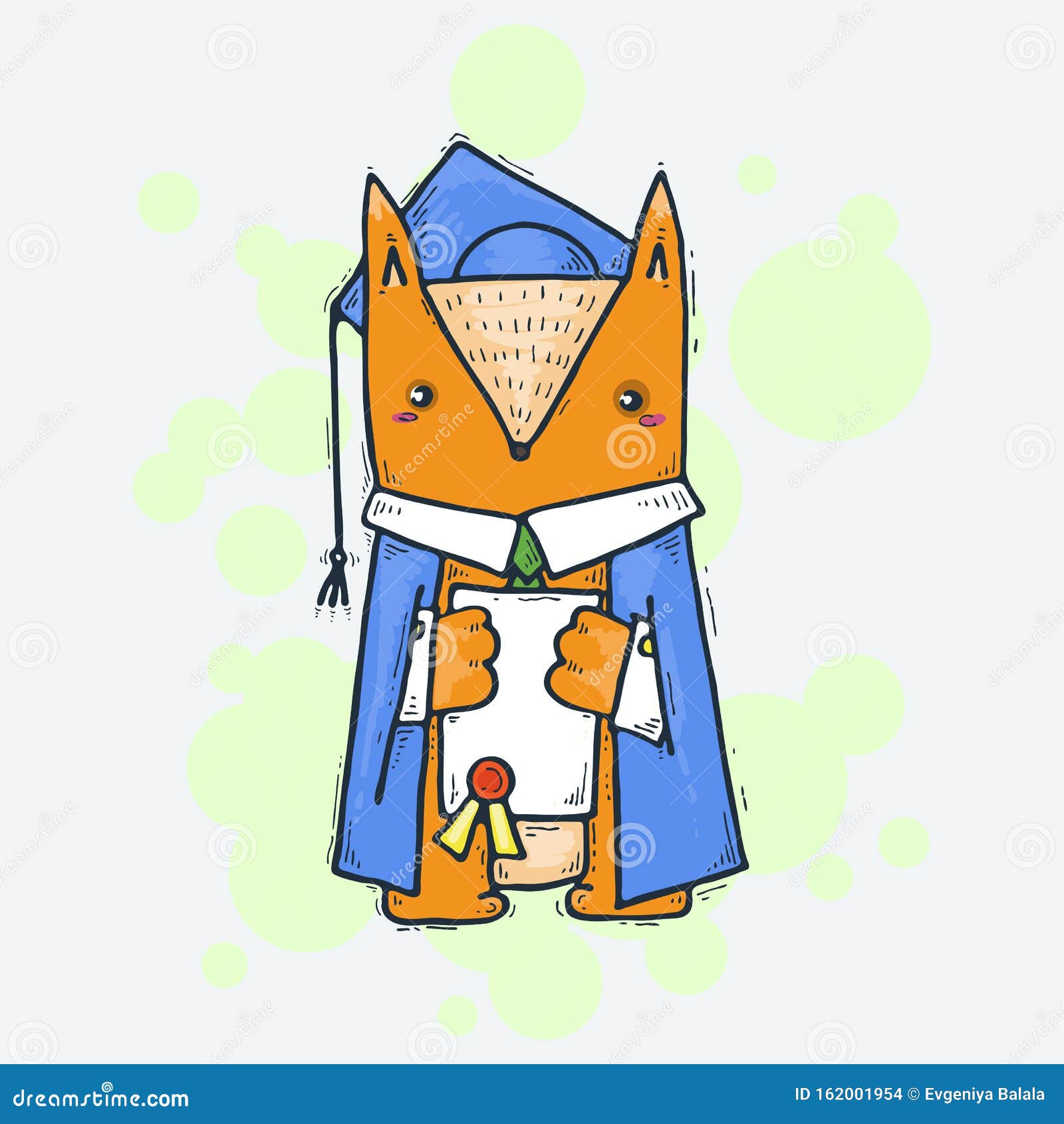 Illustration of a Fox Wearing Graduation Cap Stock Illustration ...