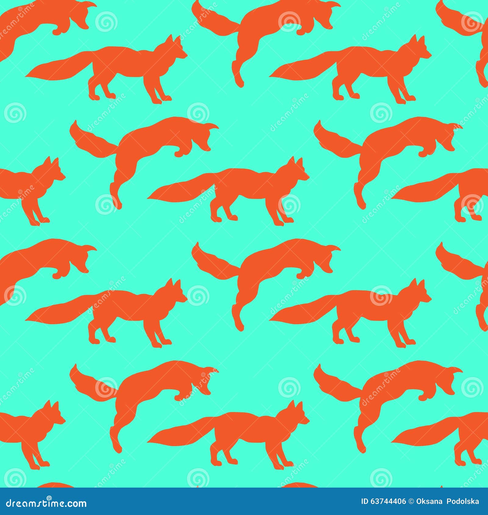 Illustration of Foxes. Playing Animals. Wild Nature. Seamless Pattern ...