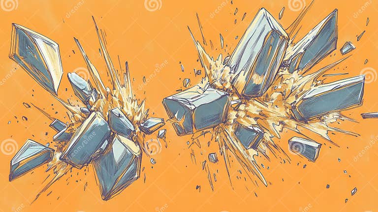 An Illustration of Fragmented Geometric Shapes Exploding Against an ...