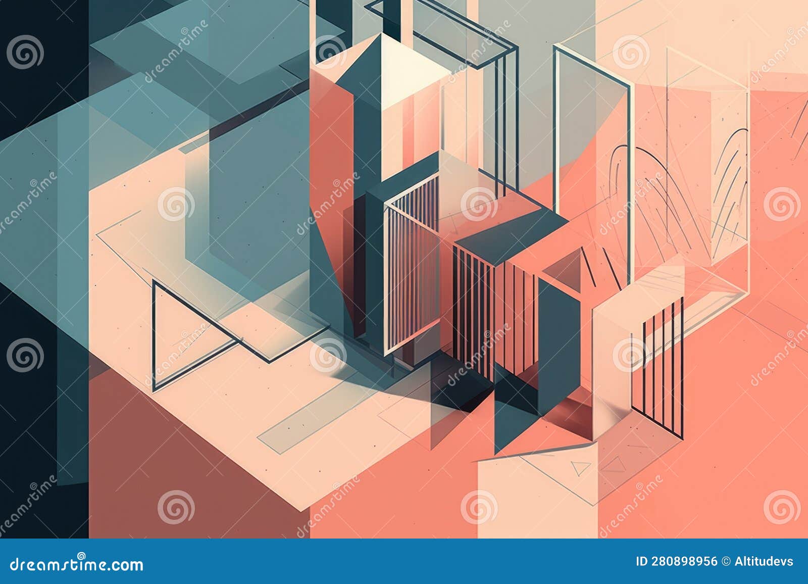 Illustration of Fragmented Shapes and Perspectives, with Focus on One ...