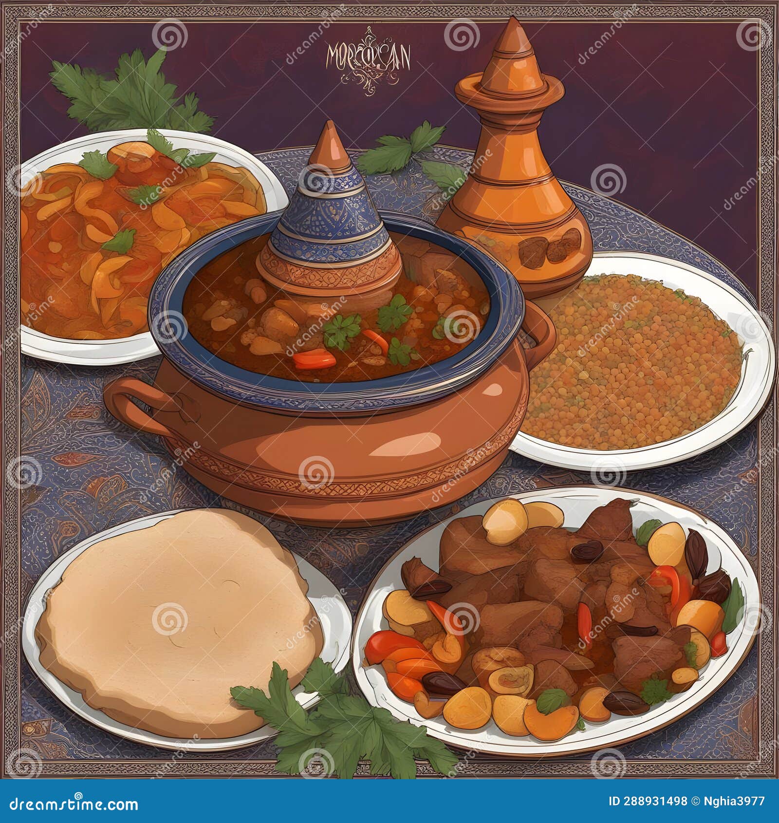 A Fragrant Stew Cooked in a Traditional Tagine Pot, Featuring Tender ...