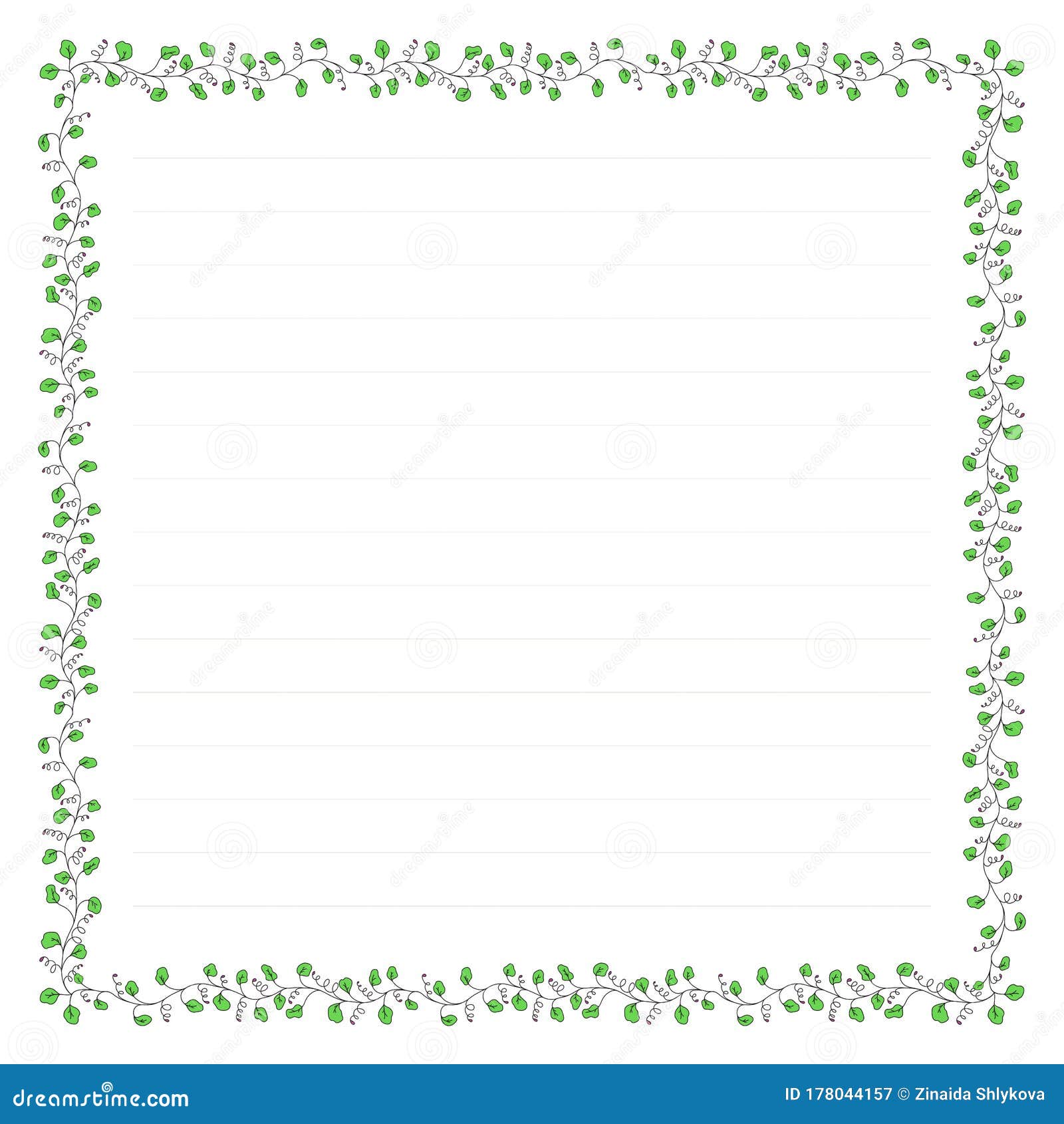 Illustration of a Frame, a Botanical Drawing and Empty Space and Lines ...