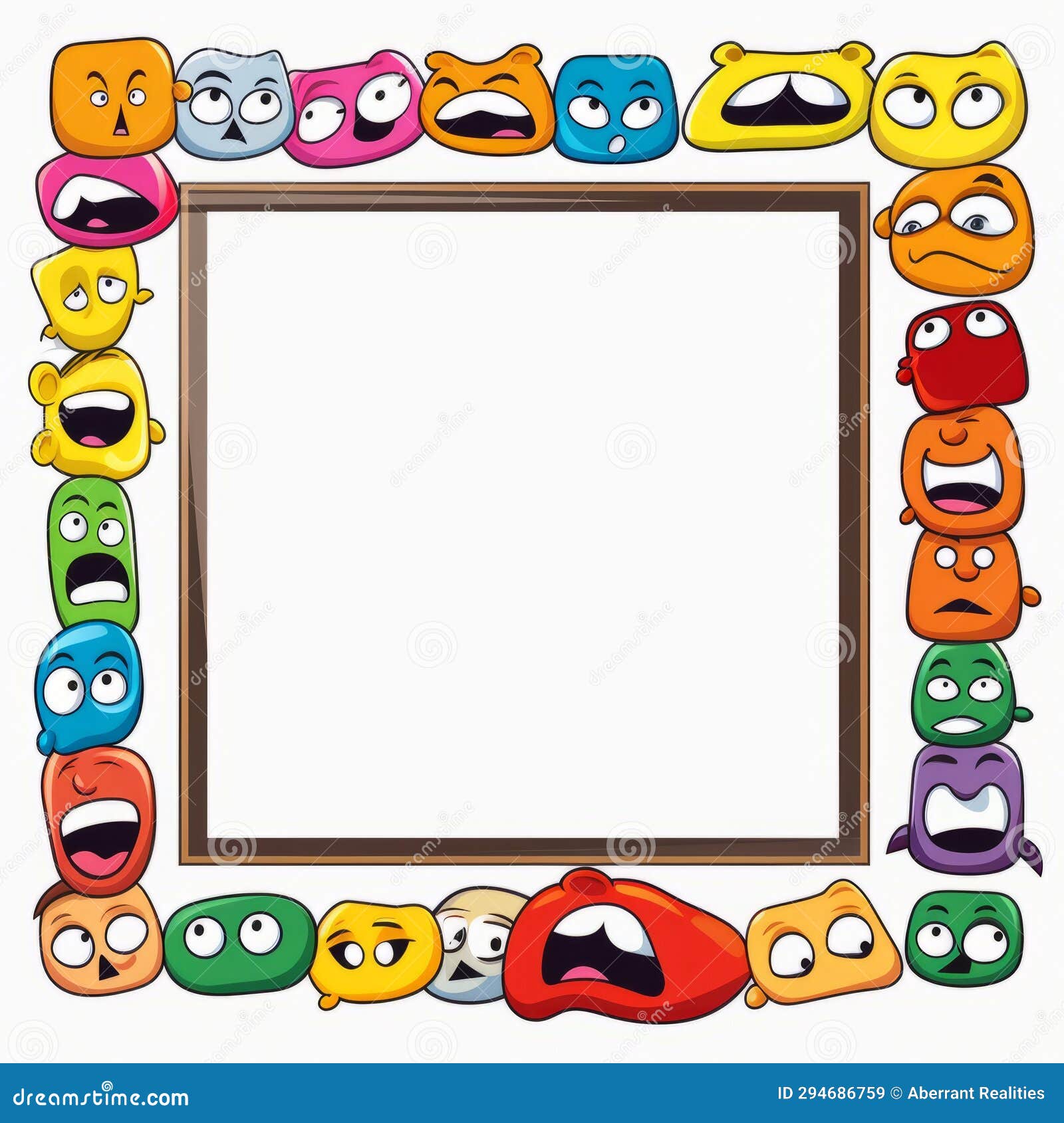 An Illustration of a Frame with Cartoon Faces Stock Illustration ...