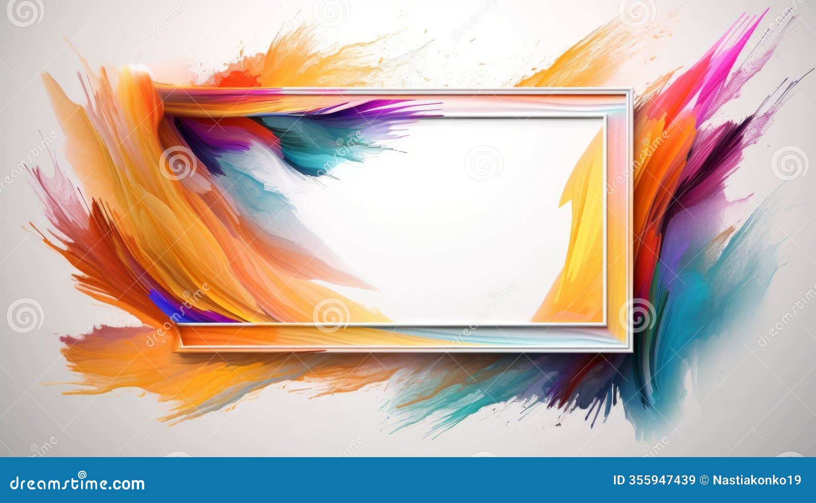 Illustration of Frame with Colorful Abstract Stroke on a White ...