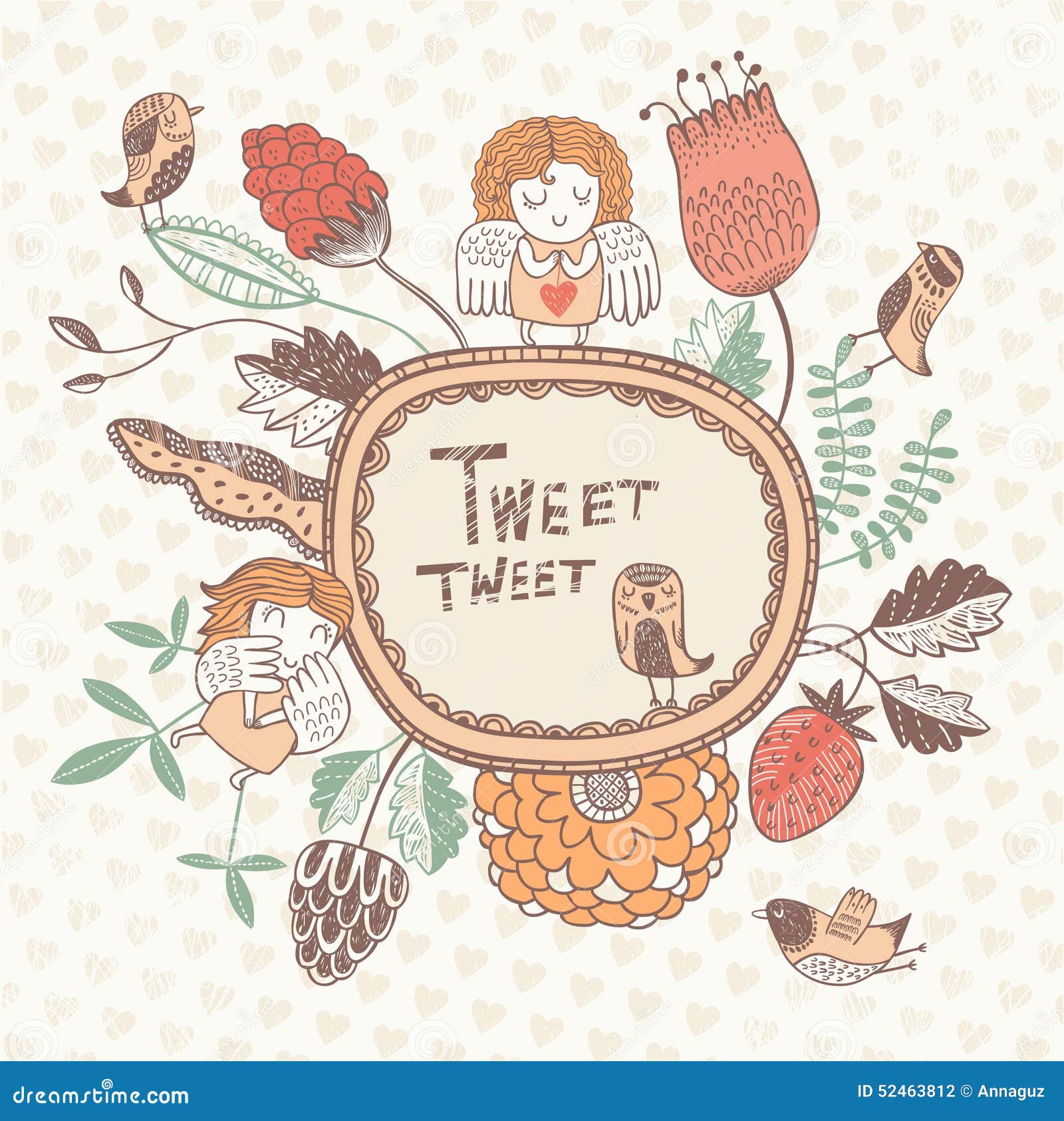 Illustration Frame Cute Flowers Angels Stock Illustrations – 103 ...