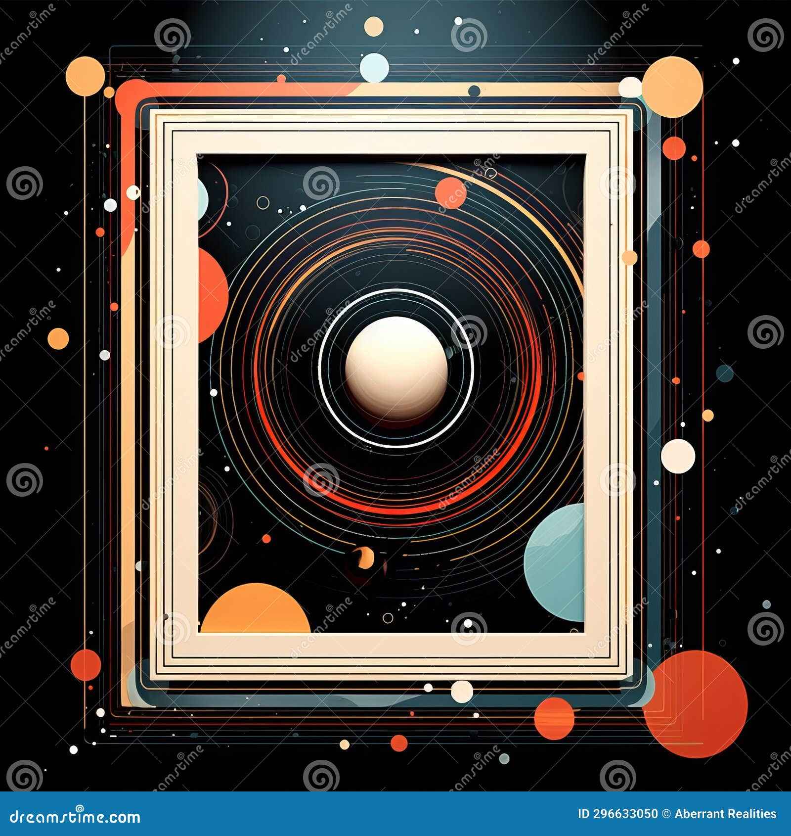An Illustration of a Frame with an Image of the Solar System Stock ...
