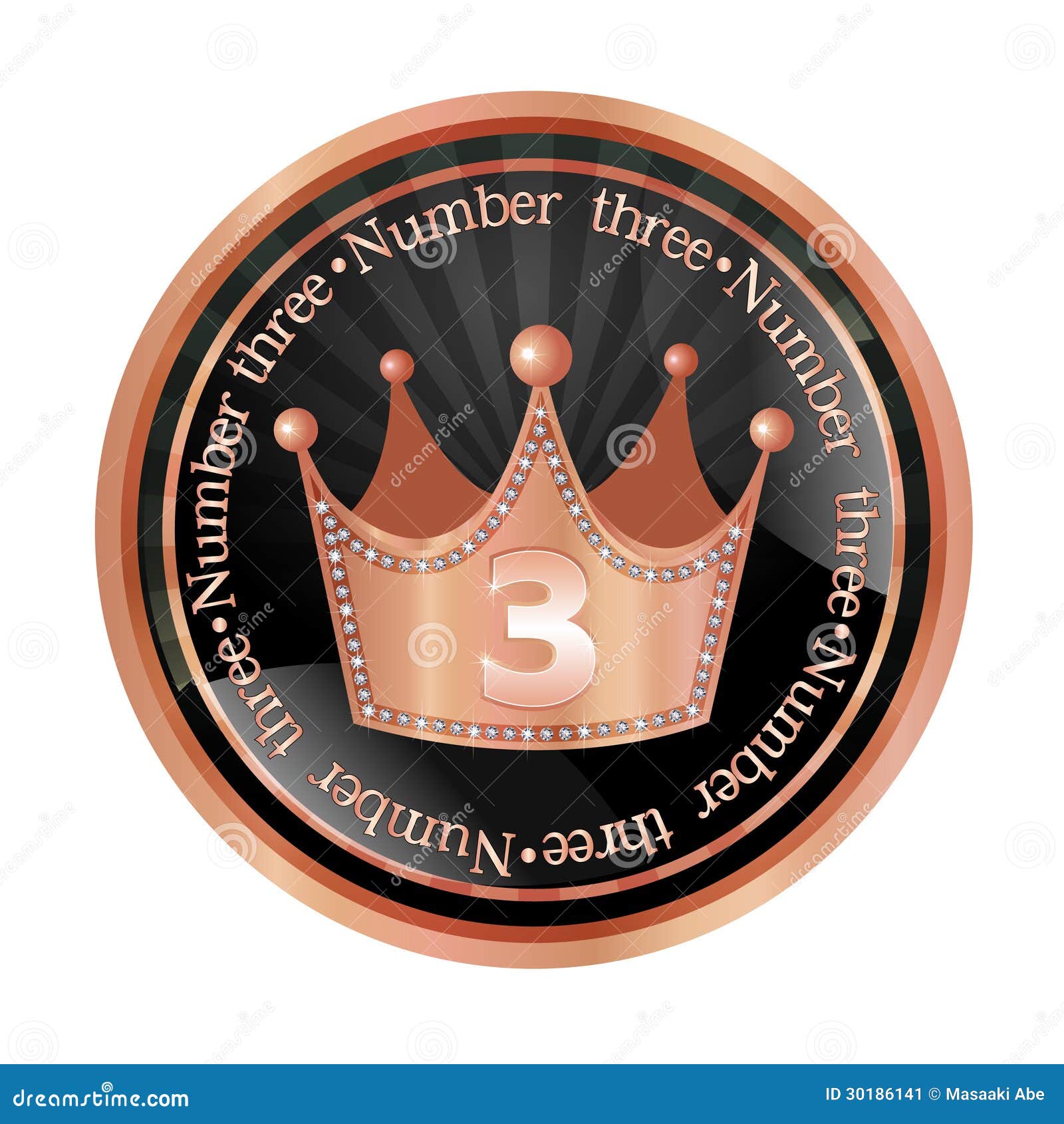 Number 3 stock vector. Illustration of bronze, rank, frame - 30186141