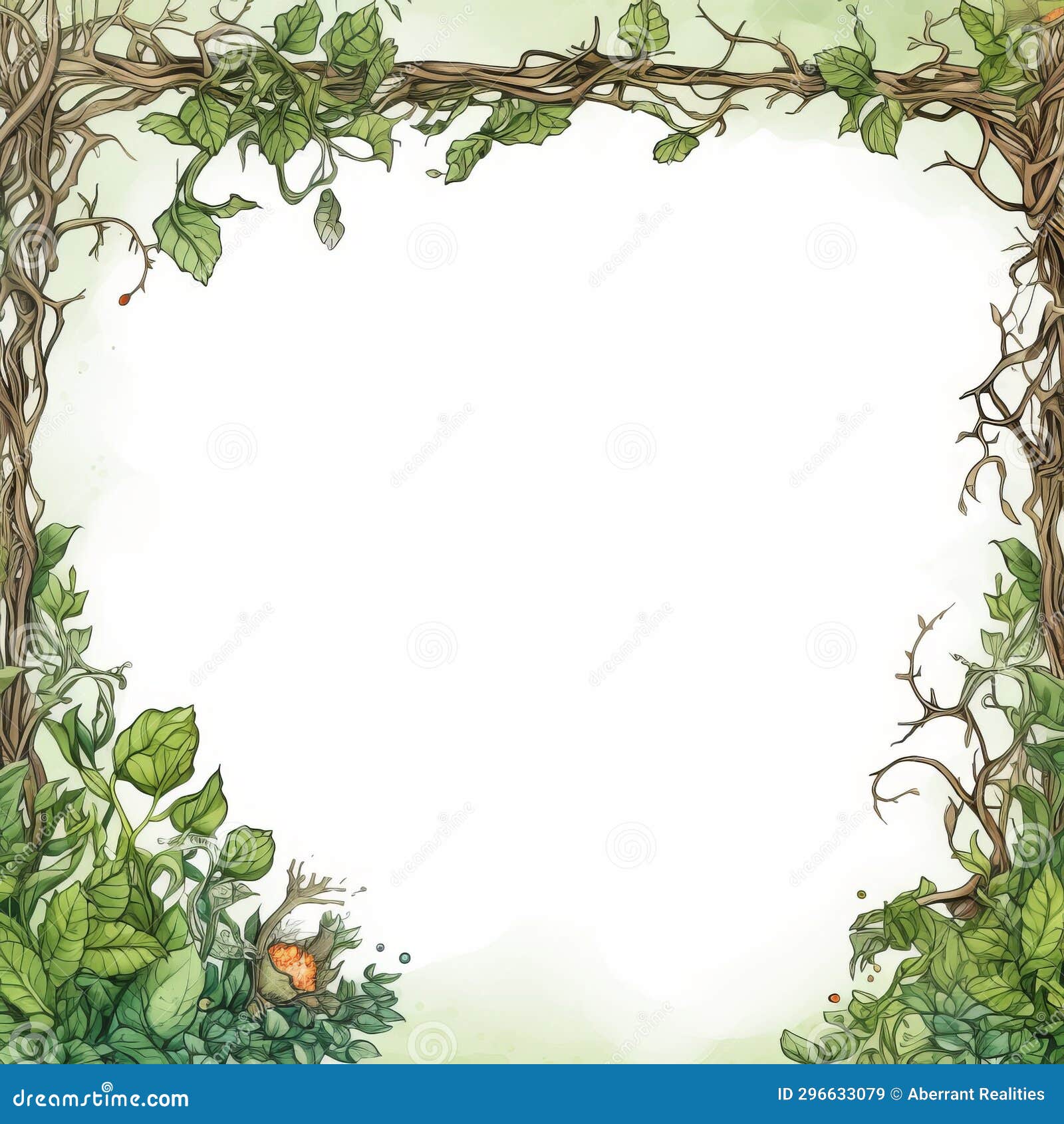 An Illustration of a Frame with Vines and Leaves Stock Illustration ...