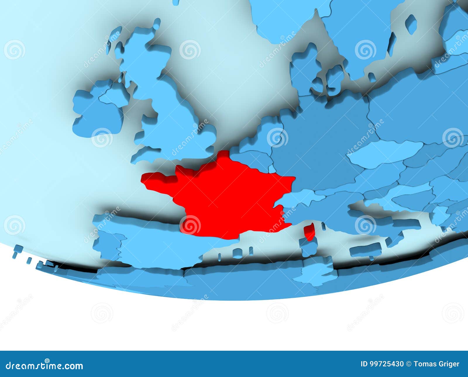 France in red on blue map stock illustration. Illustration of french ...