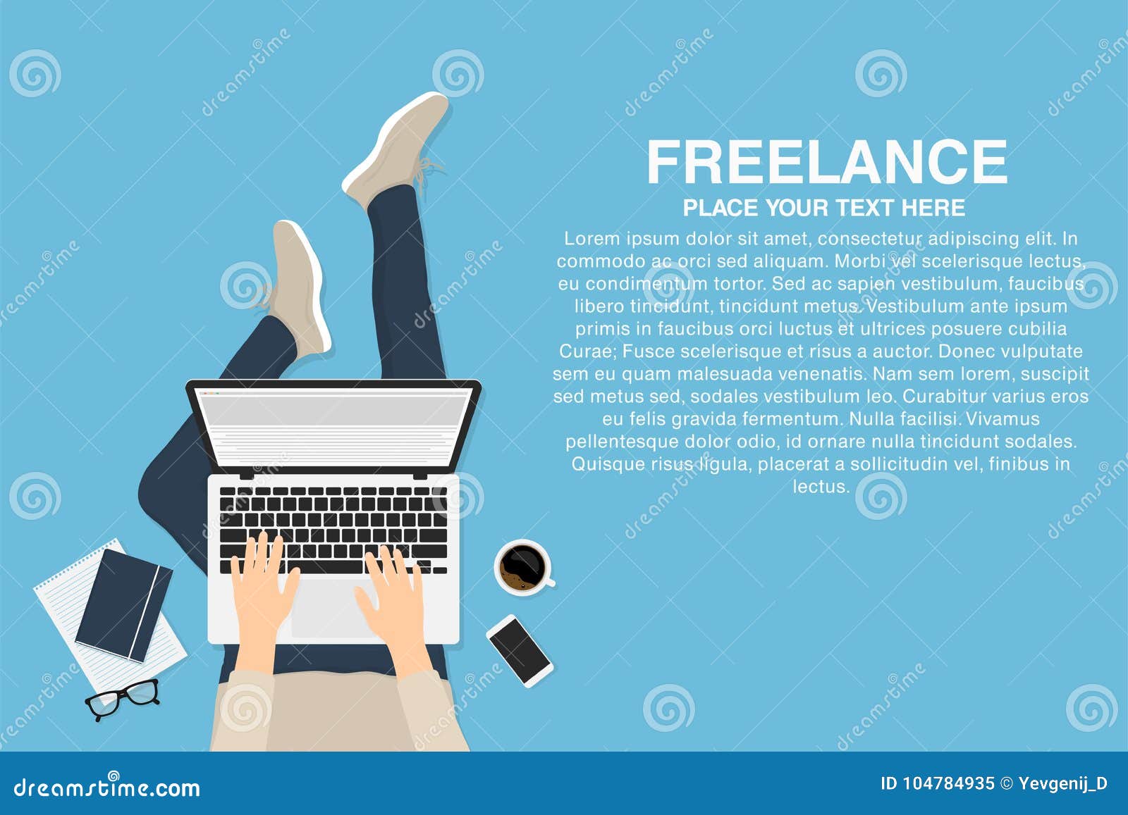 Freelancer with laptop stock vector. Illustration of individual - 104784935