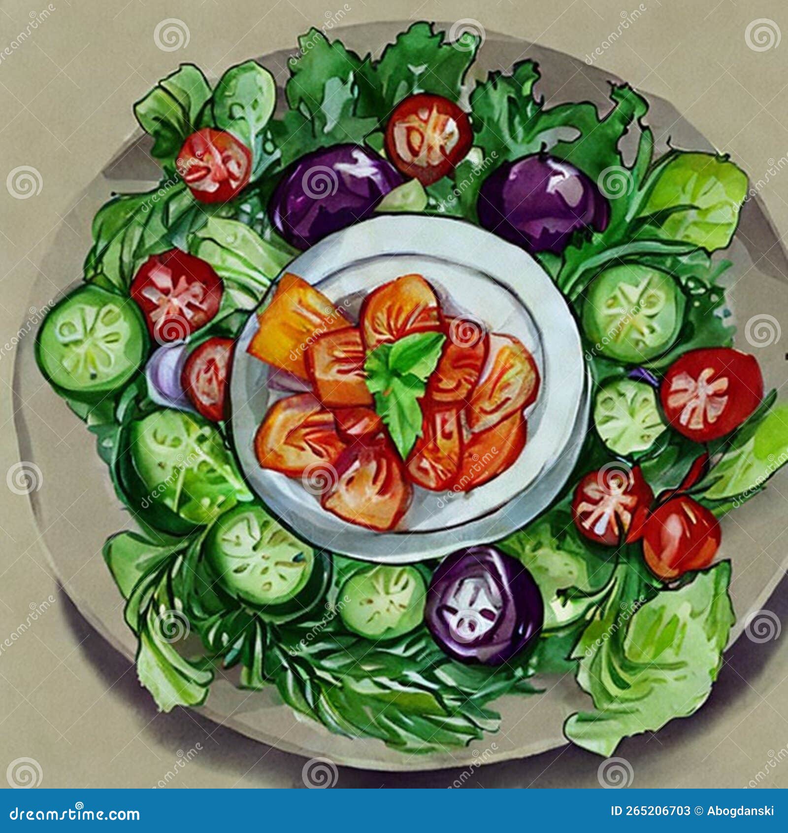 Illustration of a Fresh Mixed Salad Stock Illustration - Illustration ...