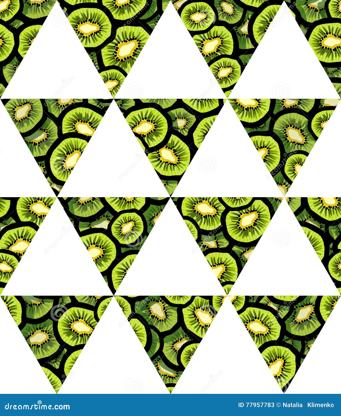 Illustration of Fresh Sliced Kiwi Geometric Triangle Flag Seamless ...