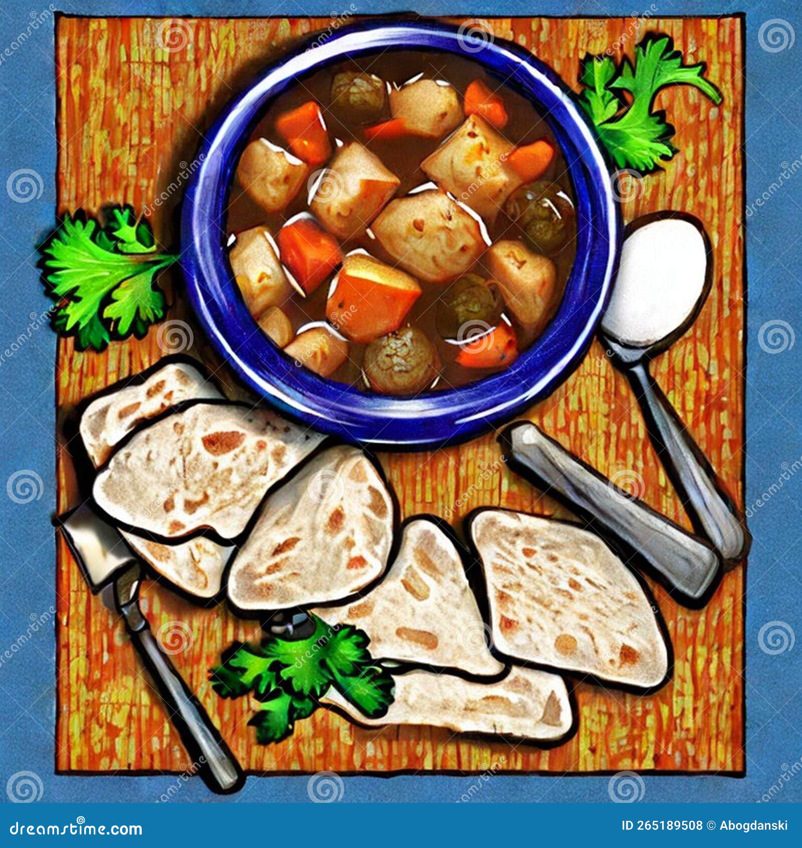 Illustration of a Fresh Stew with Meat and Vegetables Stock ...