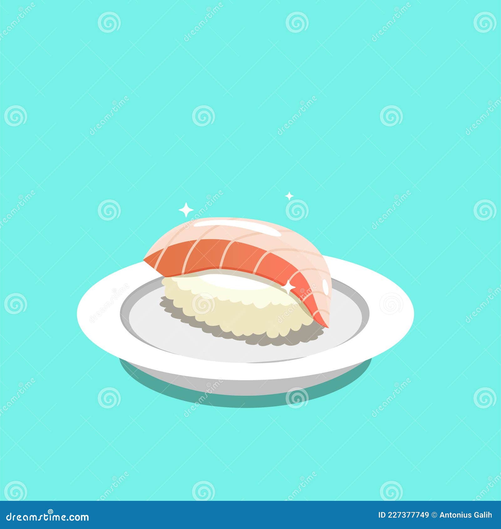 Illustration of Fresh Tai Red Snapper Sushi Served on a White Plate ...
