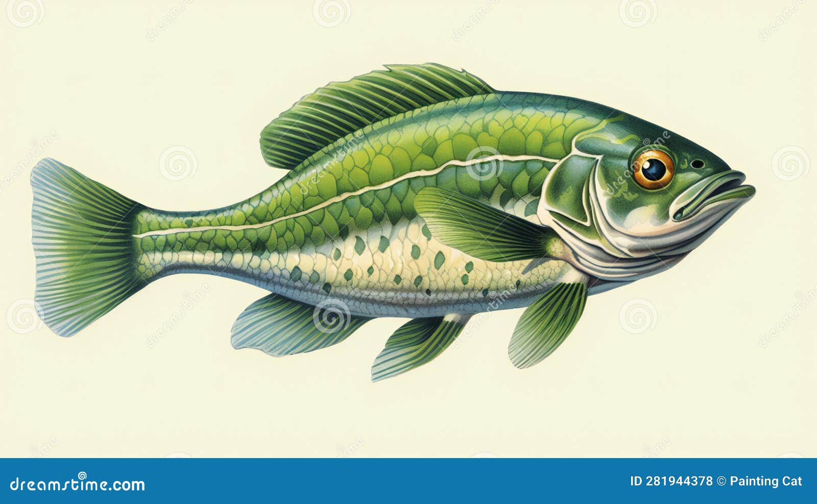 Illustration of a Freshwater Fish on a White Background with Space for ...
