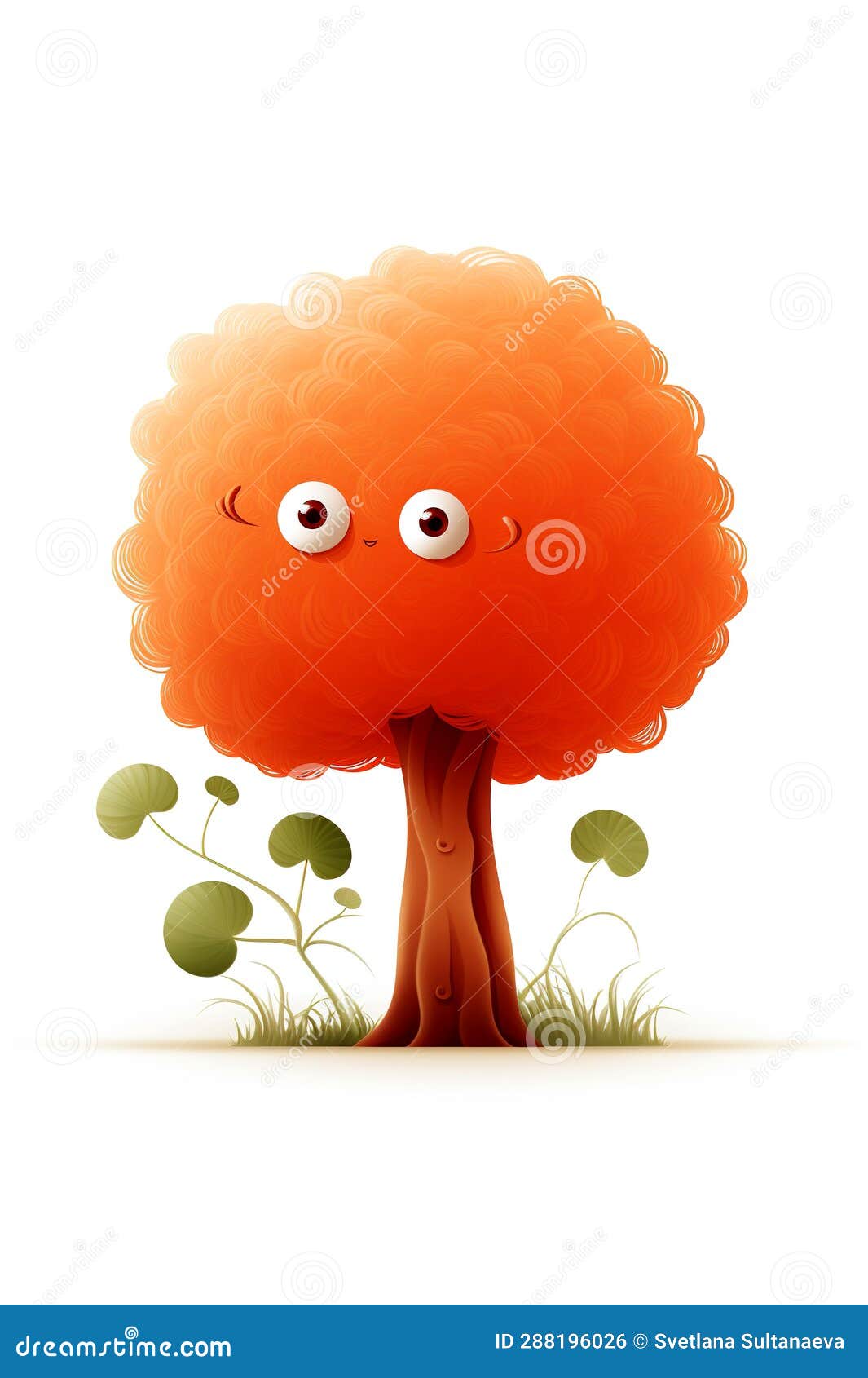 Illustration of a Friendly Character or Cartoon Tree with a Red Crown ...