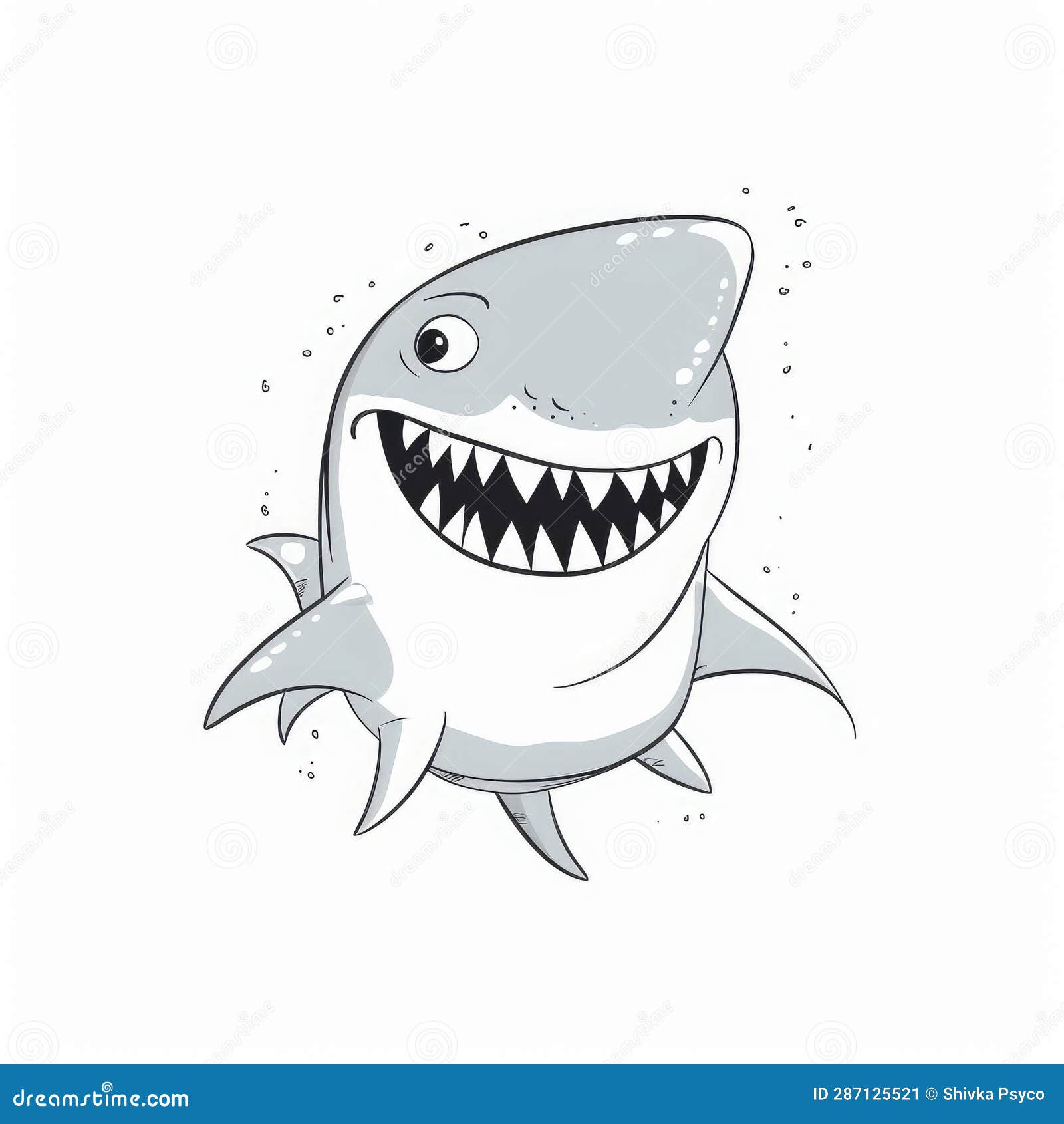 Illustration of a Friendly Happy Shark on White Background Generative ...