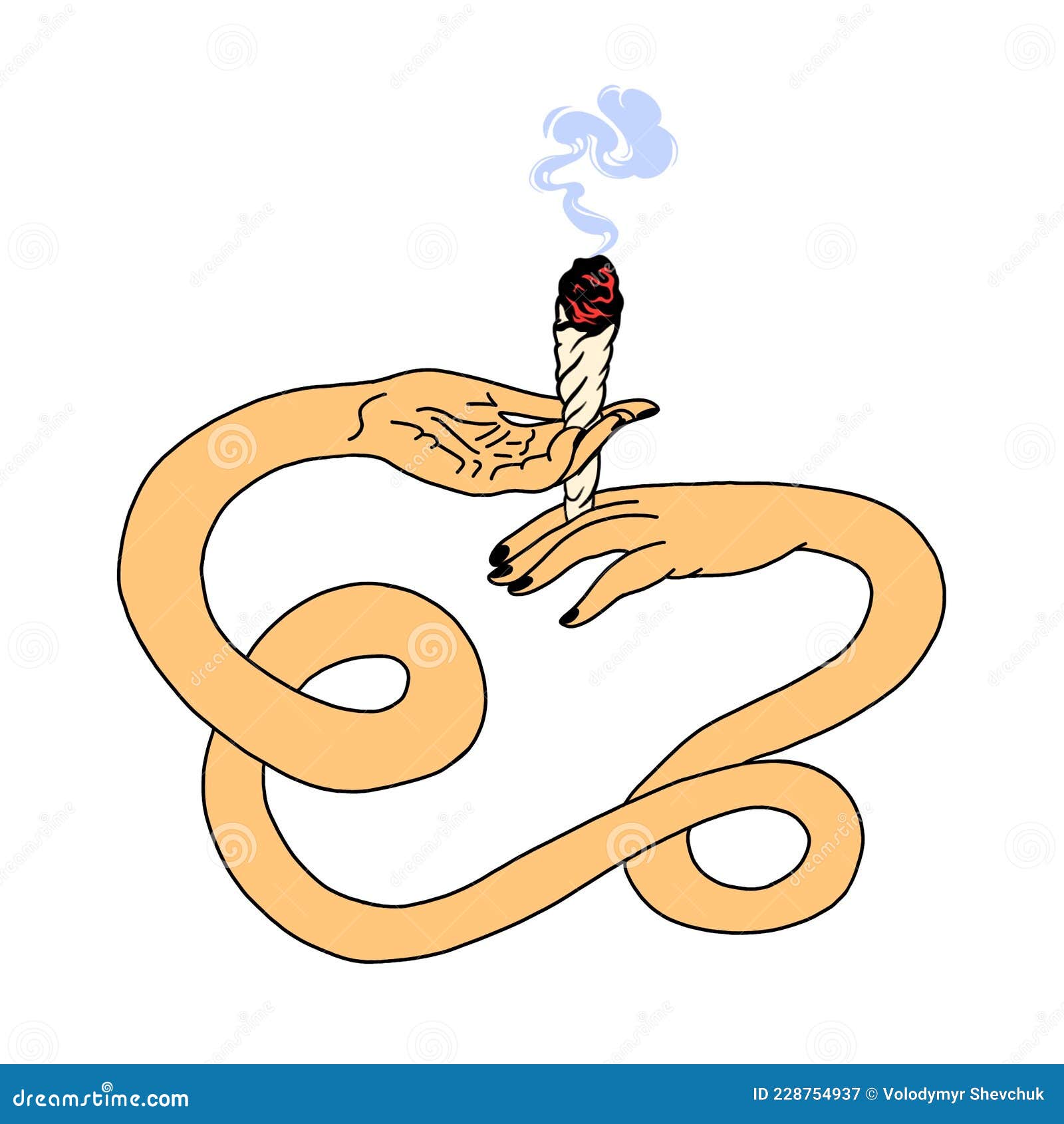 Friendly Snake Hand Pass the Joint Stock Vector - Illustration of ...