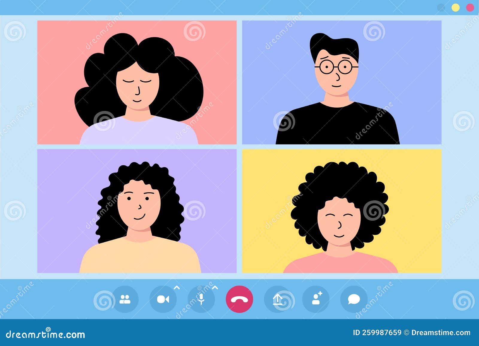 Illustration of Friendly Video Call Conversations Stock Vector ...