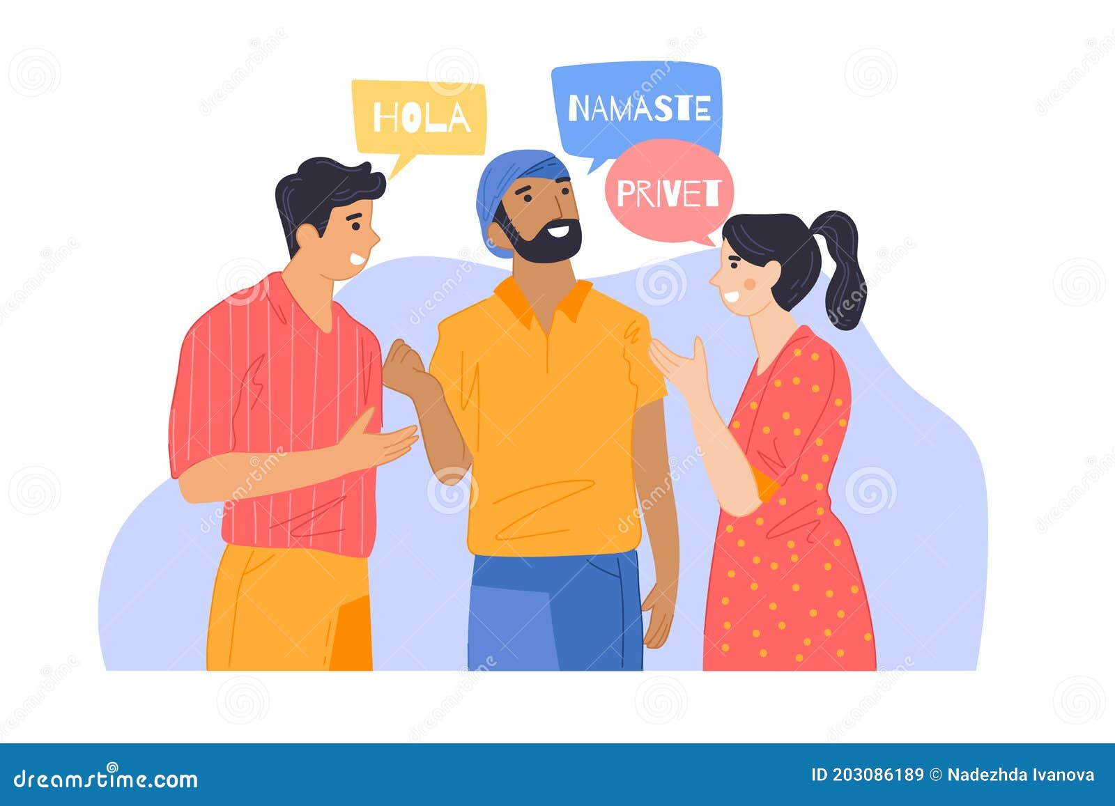 Illustration of Friends Talking in Different Languages Vector ...