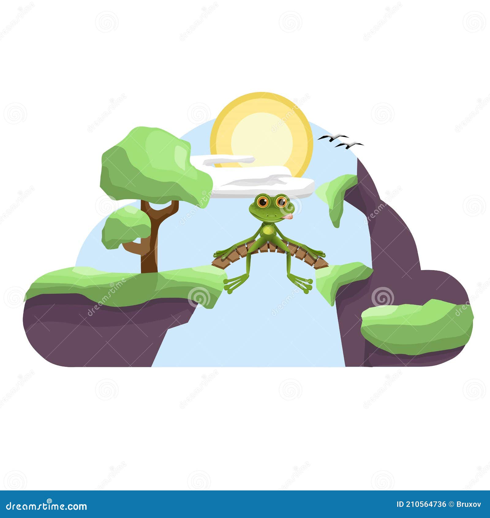 Illustration of a Frog on the Bridge Stock Vector - Illustration of ...