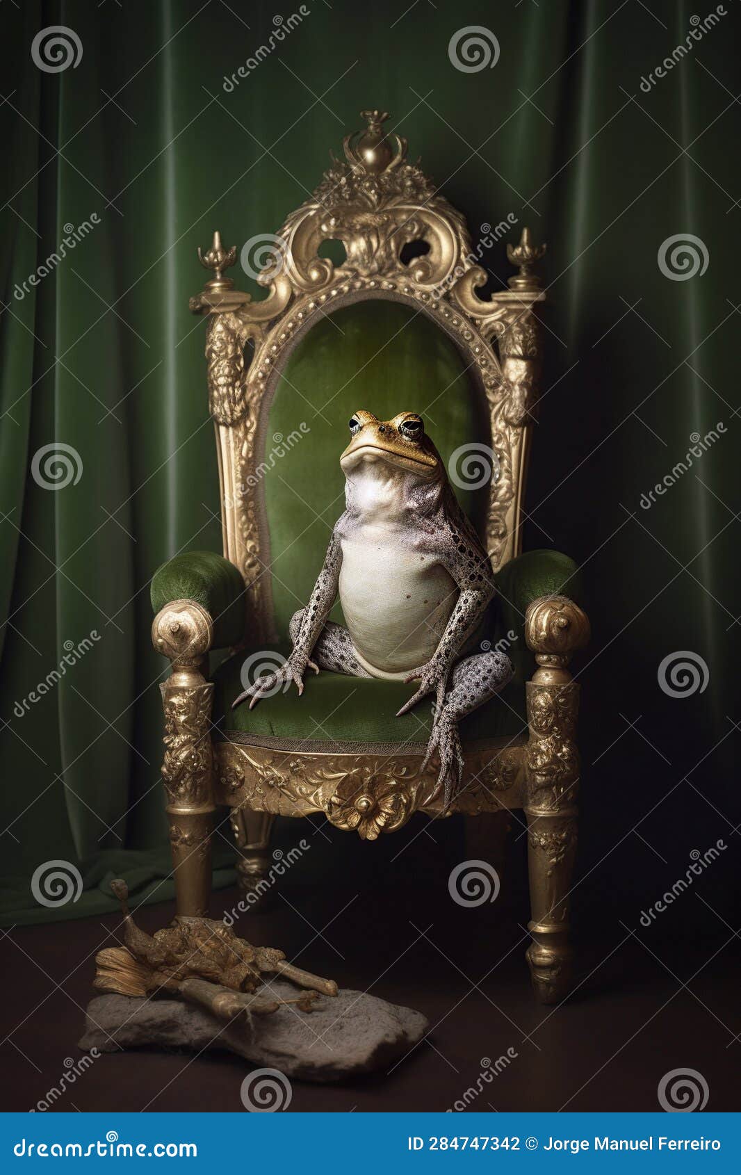 Illustration, a Frog with a Crown Sitting on a Throne, Ai Generative ...