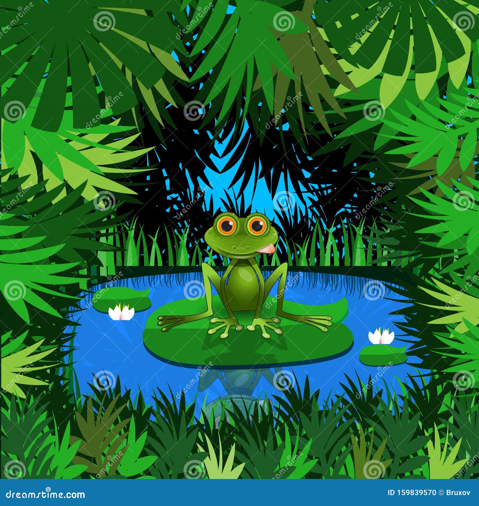 Jungle With Pond. Cartoon Vector | CartoonDealer.com #37255065