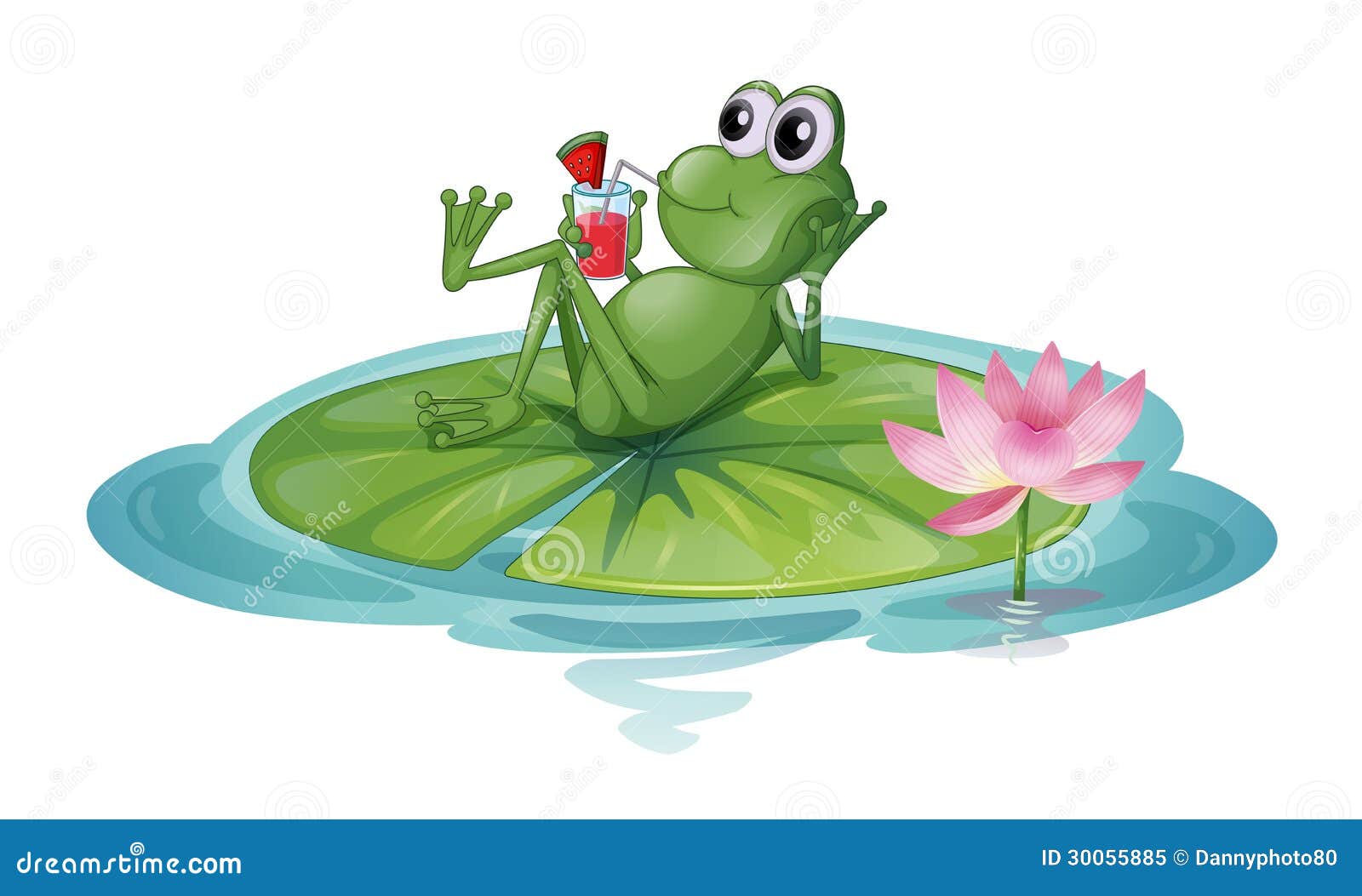 Frog Laying Down Preaching Flat Cartoon Green Friendly Reptile Animal ...