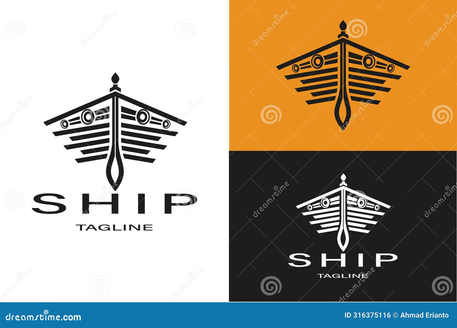 Illustration of the Front View of a Ship, Symbol, Ship Design Icon ...