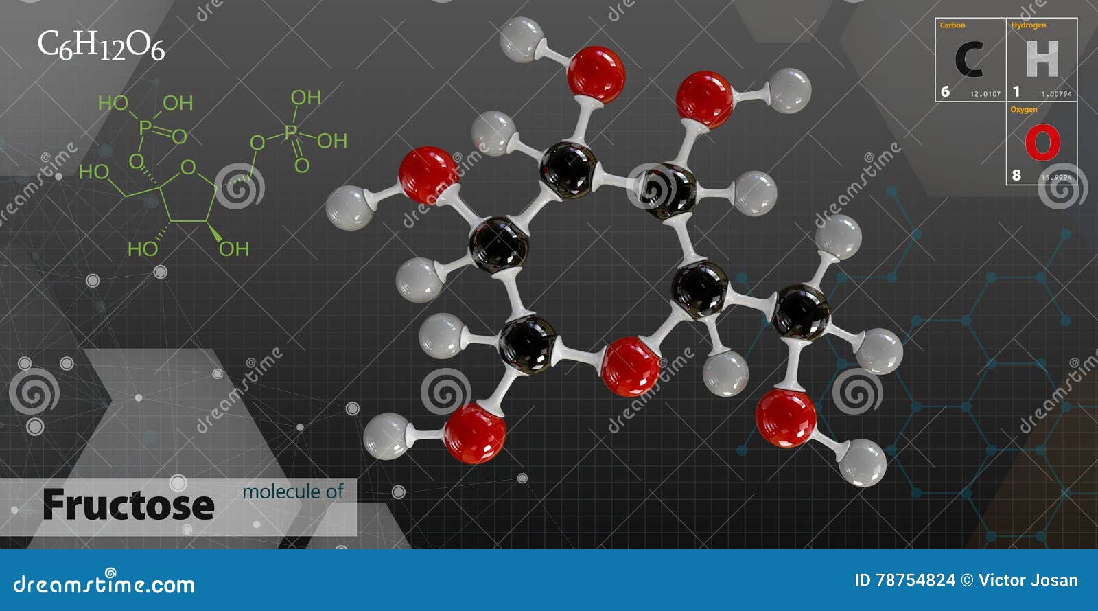 Fructose, D-fructose Molecule. Linear Form. Structural Chemical Formula ...