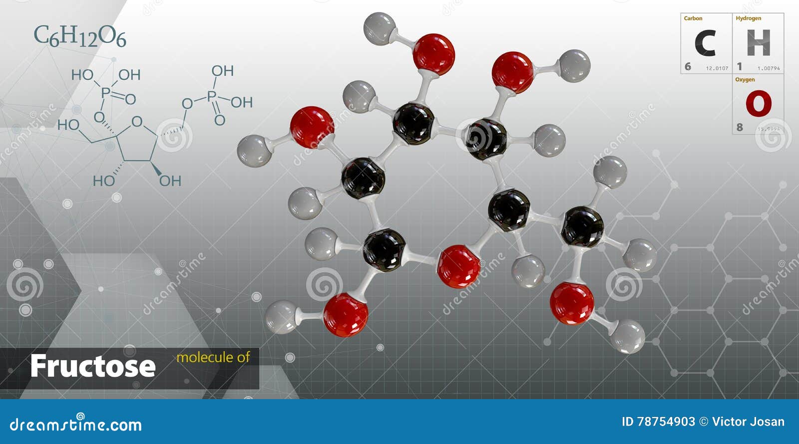 Fructose, D-fructose Molecule. Linear Form. Structural Chemical Formula ...