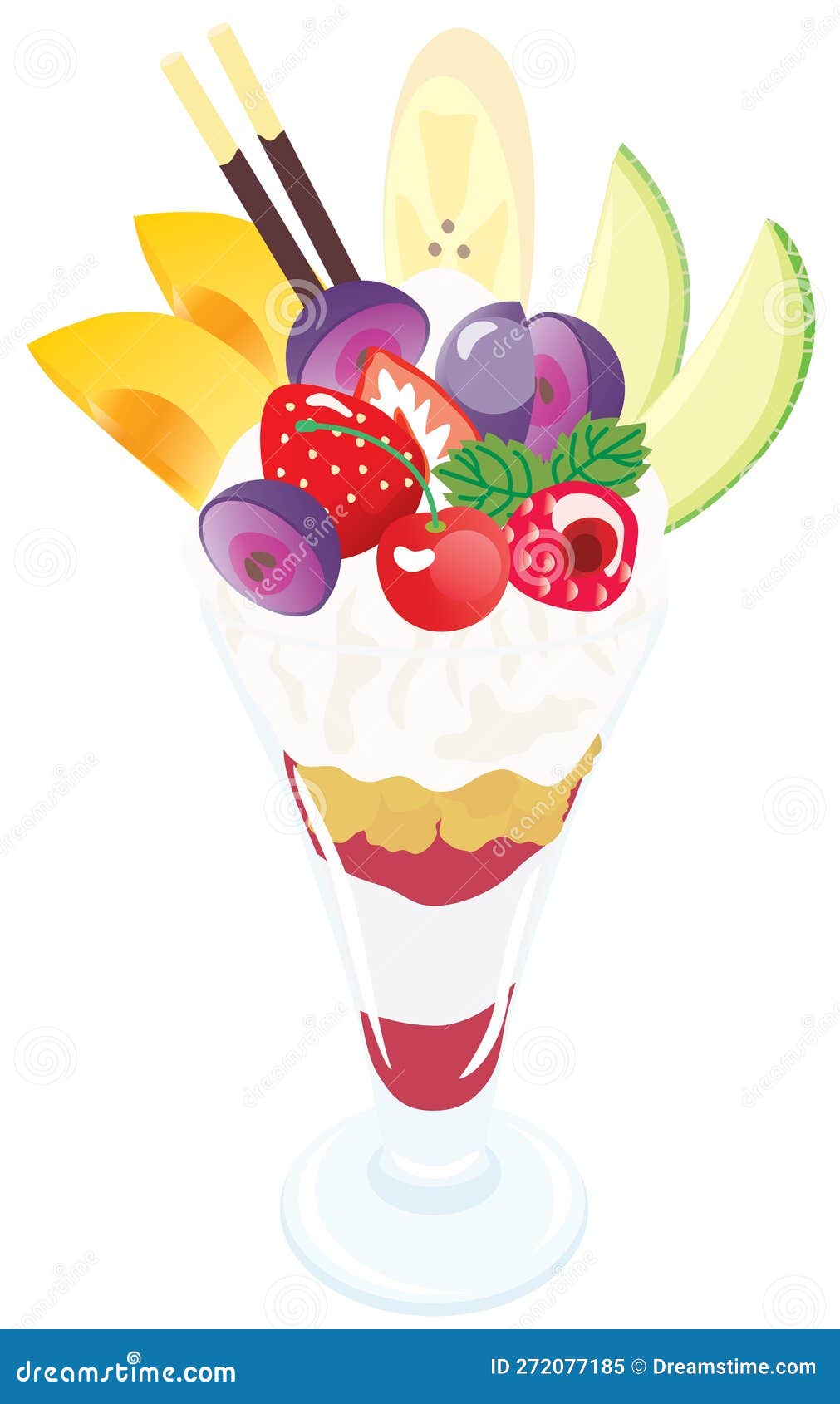 Illustration of the Fruit Parfait. Stock Vector - Illustration of ...