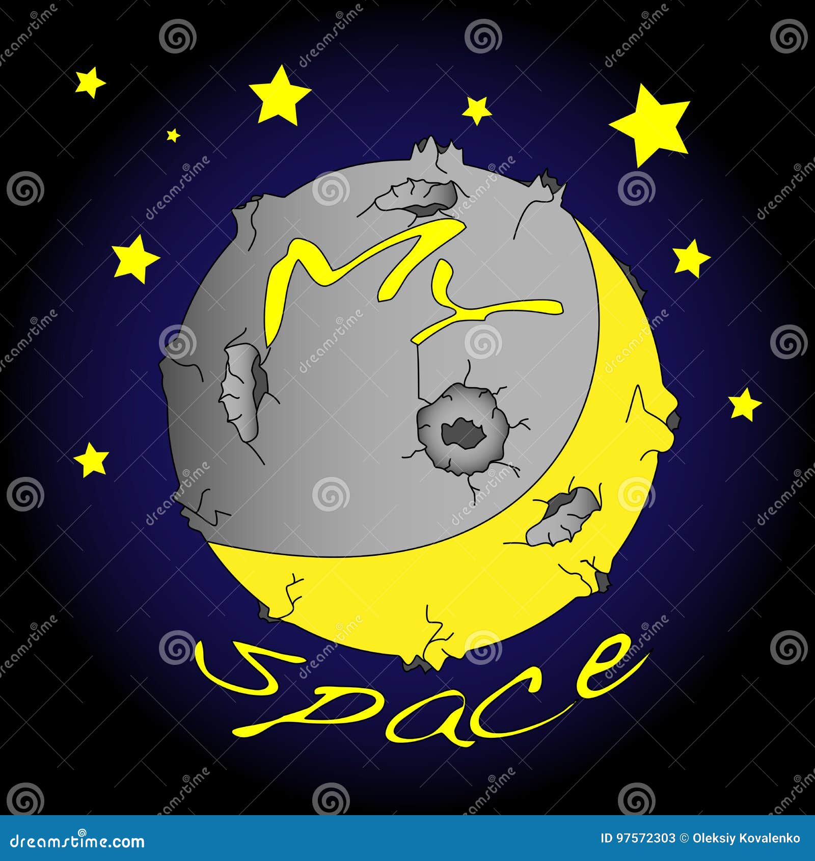 Illustration of a Full Moon with Craters. Stock Vector - Illustration ...