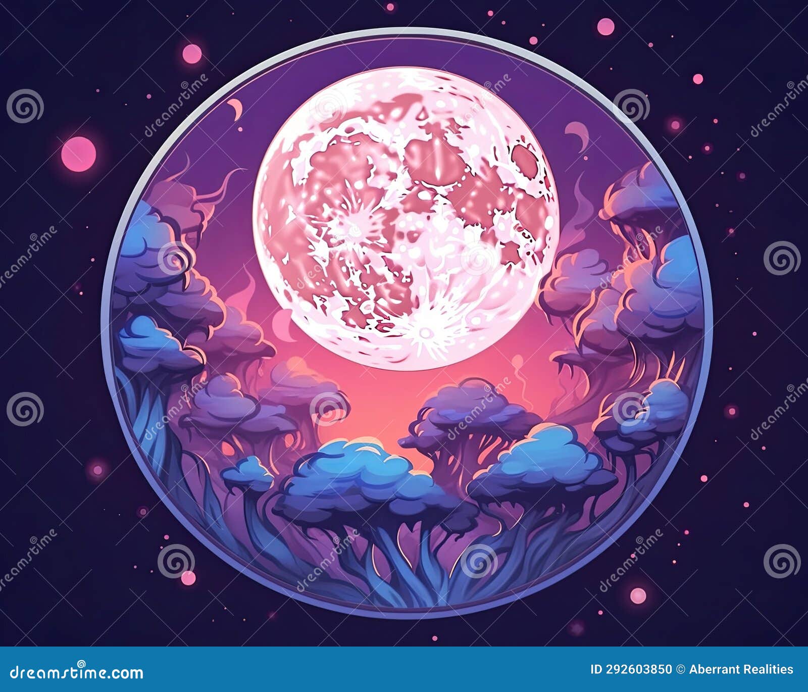 An Illustration of a Full Moon in the Sky Stock Illustration ...
