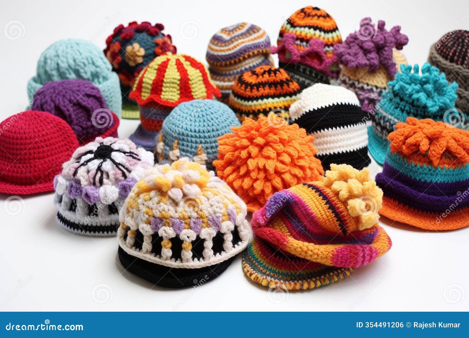 Illustration of Funky Crochet Hat Assortment Design a Selectionr ...
