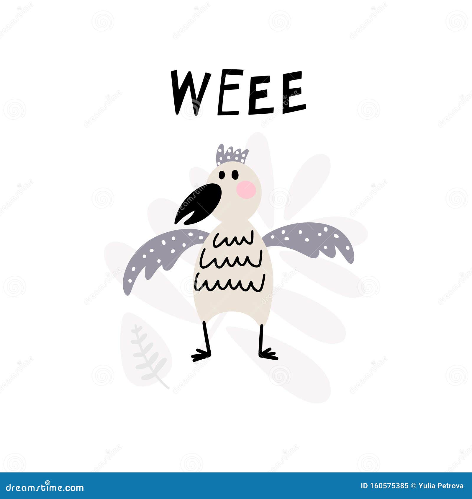 Illustration with Funny Abstract Bird and Text Stock Vector ...