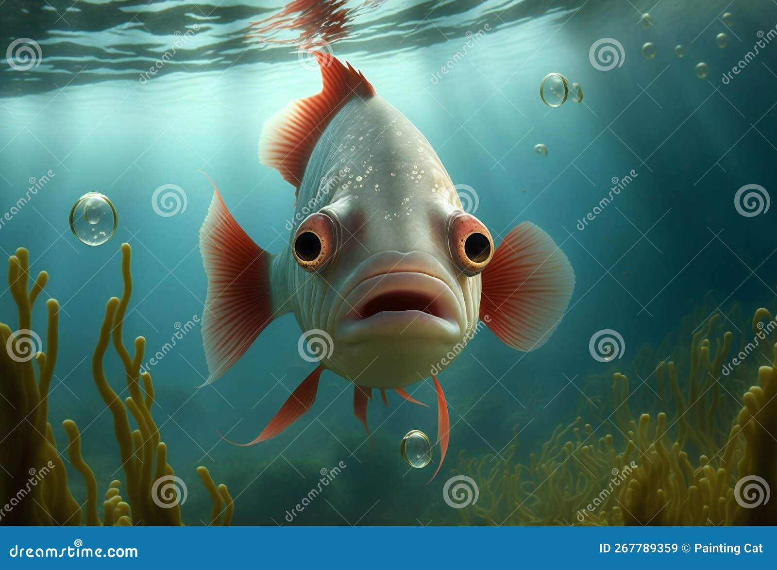 Funny Fish, Digital Illustration Painting Artwork, 3d Rendering Stock ...