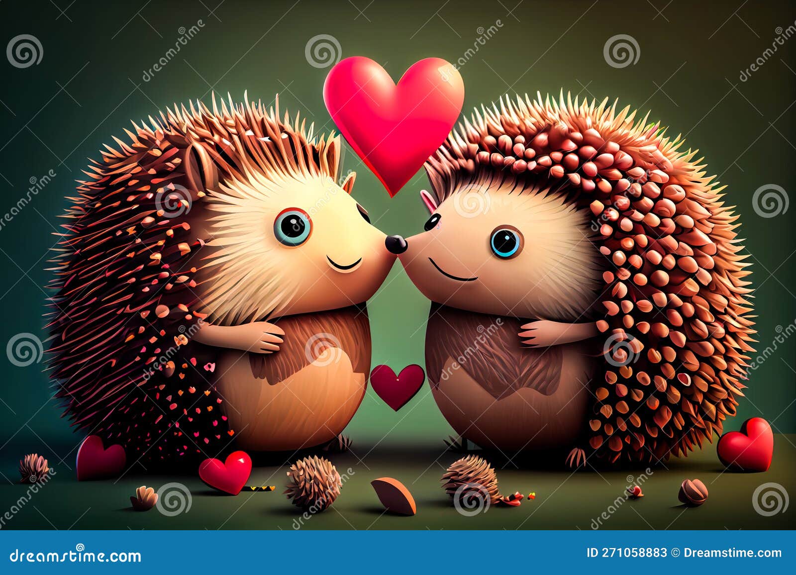 Illustration Funny Hedgehogs in Love. Generative AI, Generative, AI ...