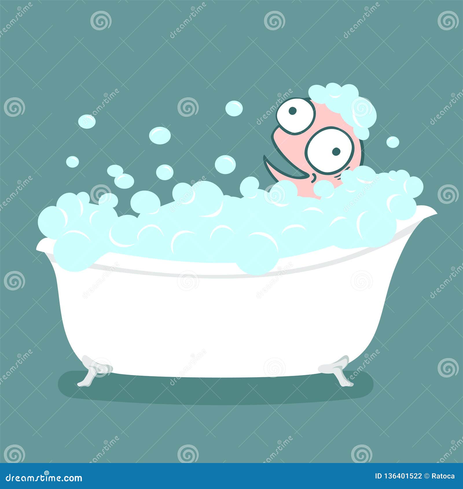 Illustration of Funny Man Taking a Bath Stock Vector - Illustration of ...