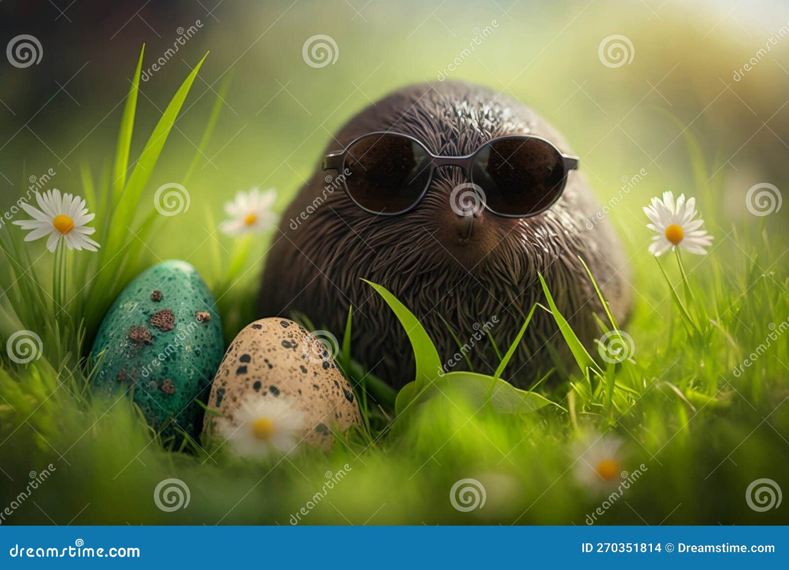 Illustration of Funny Mole with Easter Egg on a Green Meadow AI ...