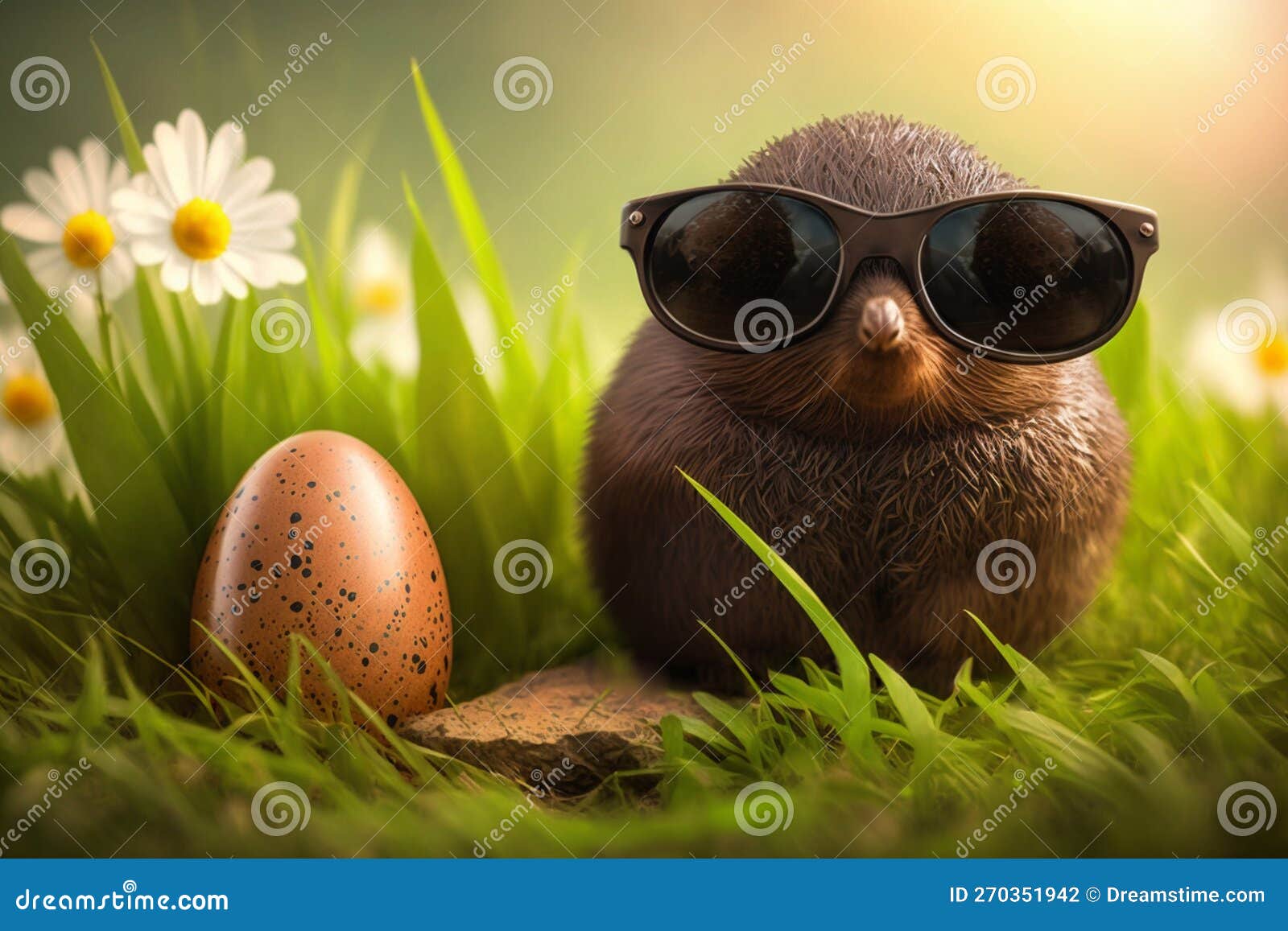 Illustration of Funny Mole with Easter Egg on a Green Meadow AI ...