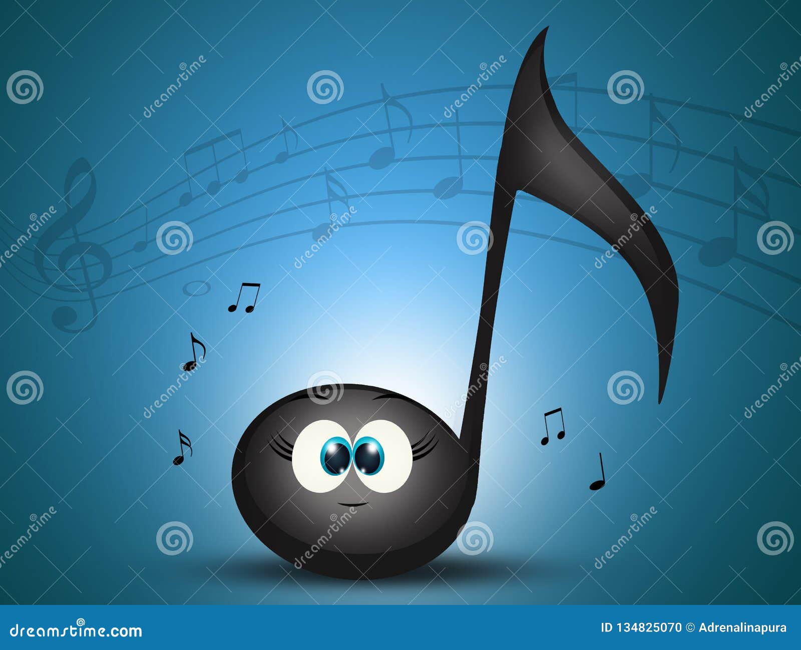 Funny musical note cartoon stock illustration. Illustration of note ...