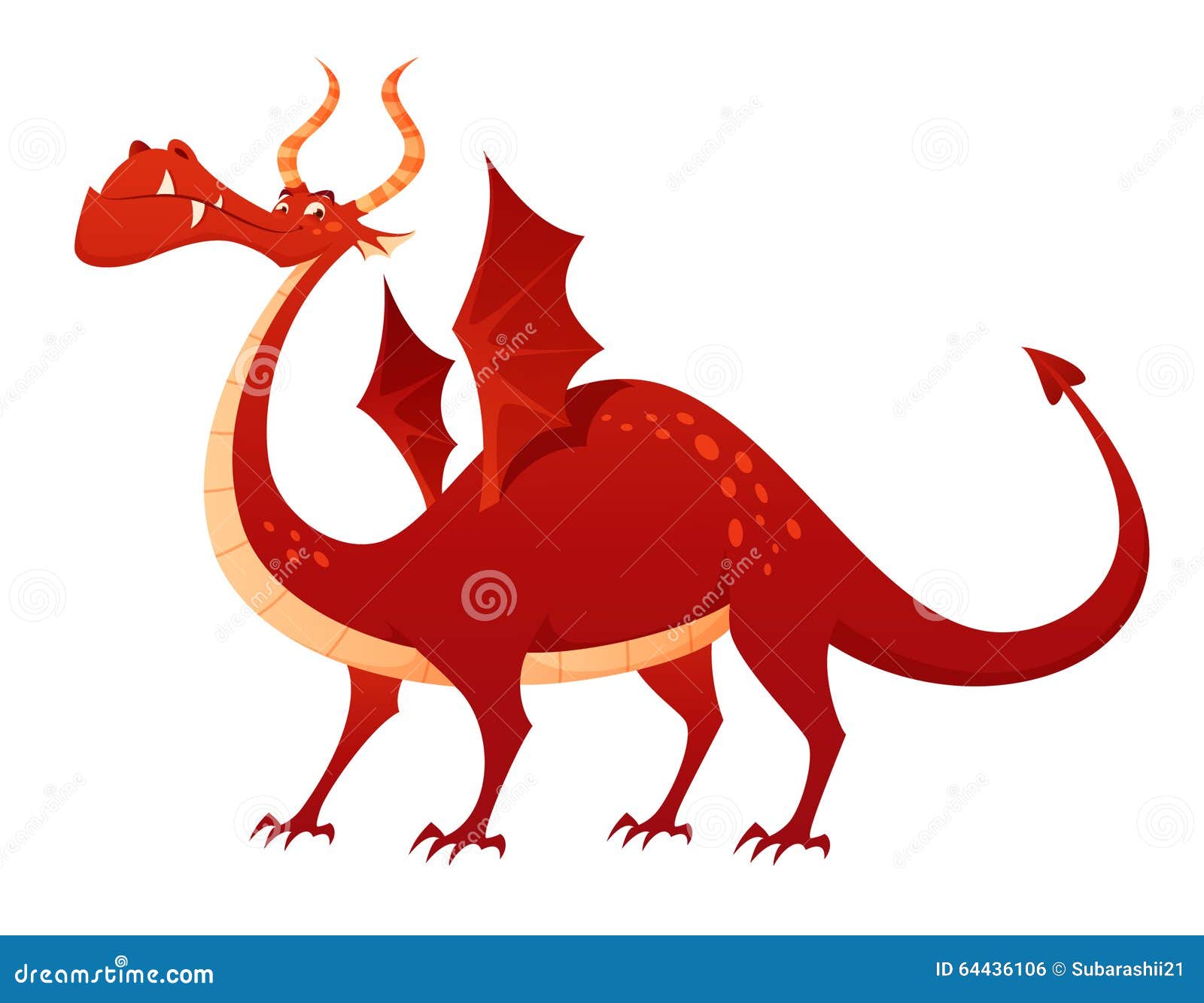 Illustration of a Funny Red Dragon Stock Vector - Illustration of grass ...