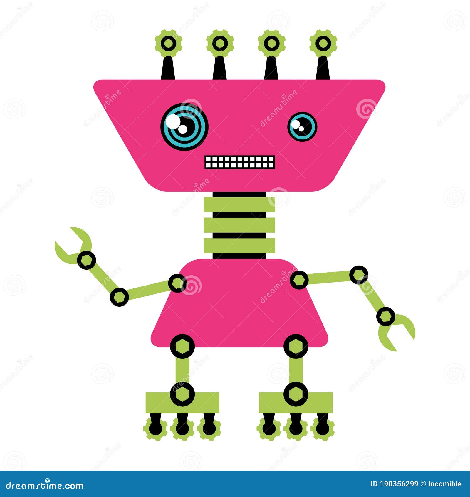 Illustration of Funny Robot. Stock Vector - Illustration of machinery ...