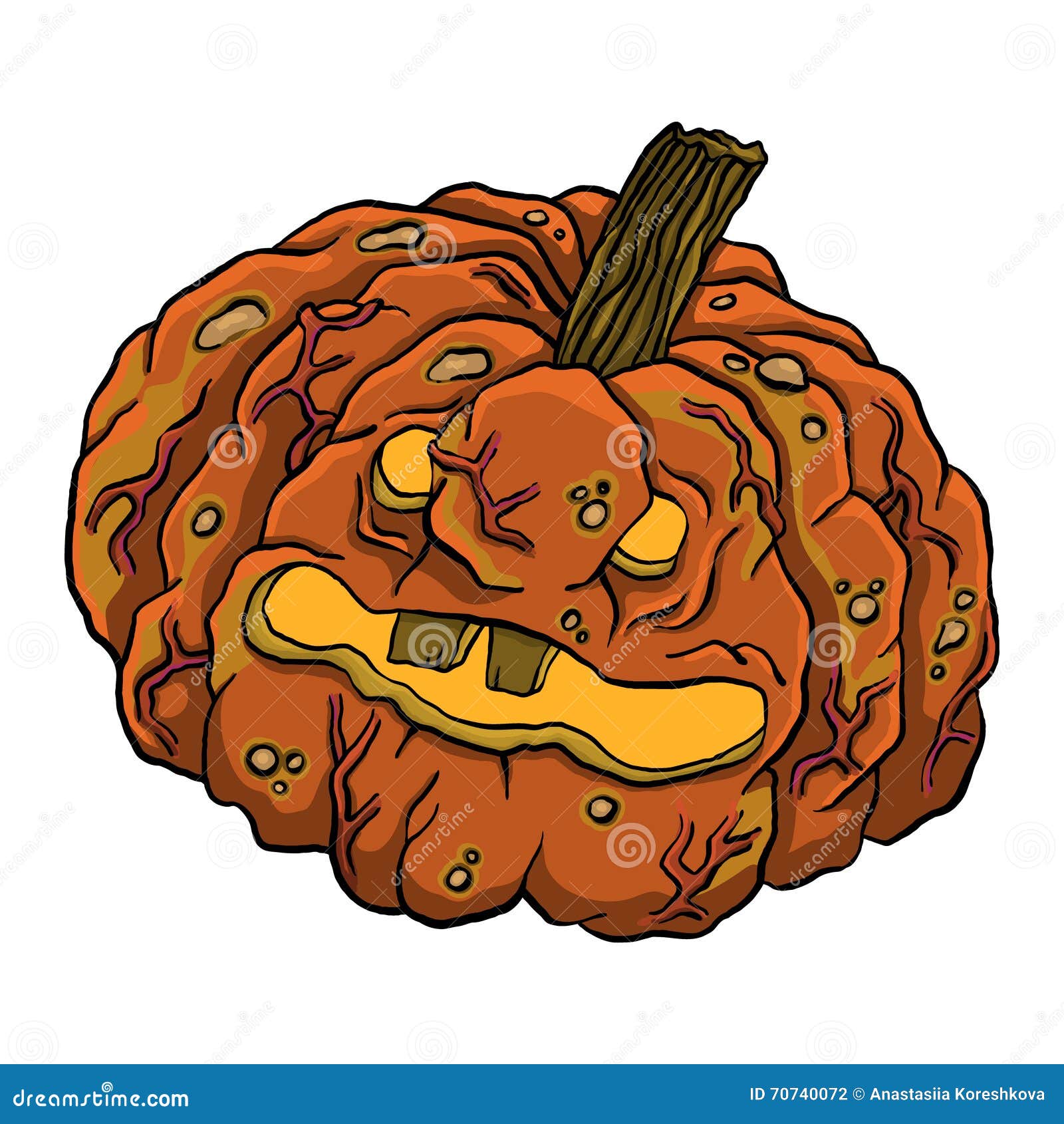Illustration of Funny Rotten Pumpkin. Stock Vector - Illustration of ...