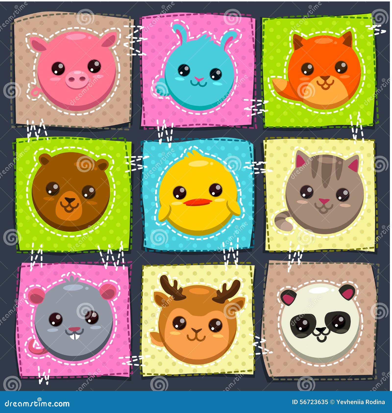 Illustration with Funny Round Animals Stock Illustration - Illustration ...