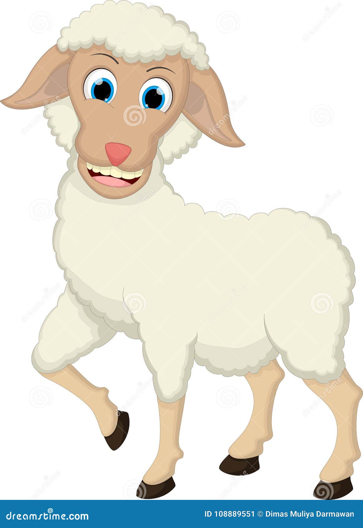 Funny Sheep Cartoon White Background Stock Illustration - Illustration ...