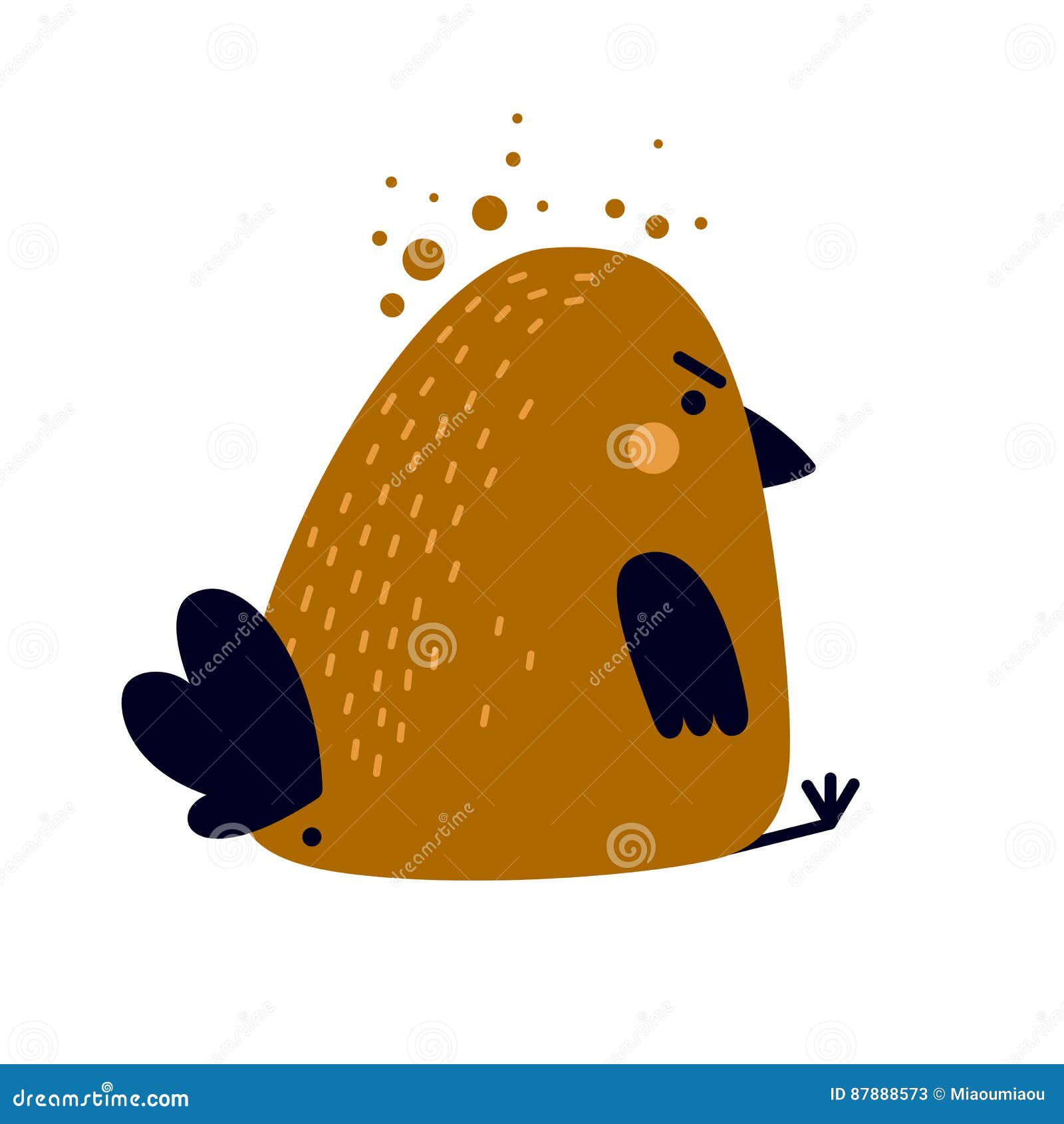 Illustration of Funny Tired or Ill Bird with Big Cup of Tea Stock ...