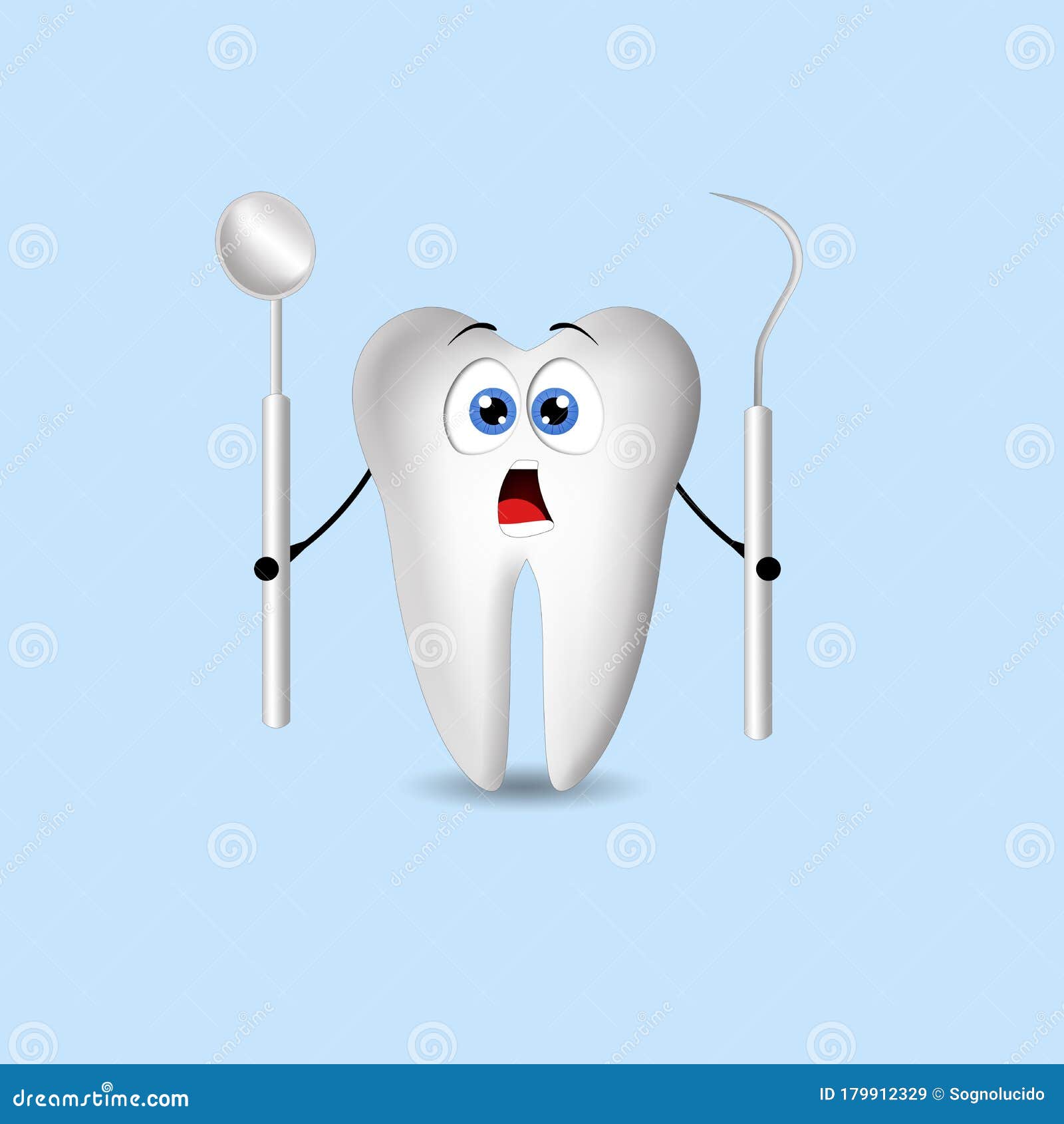 Funny Tooth Character. With Caries And Without Caries, Smiling And ...